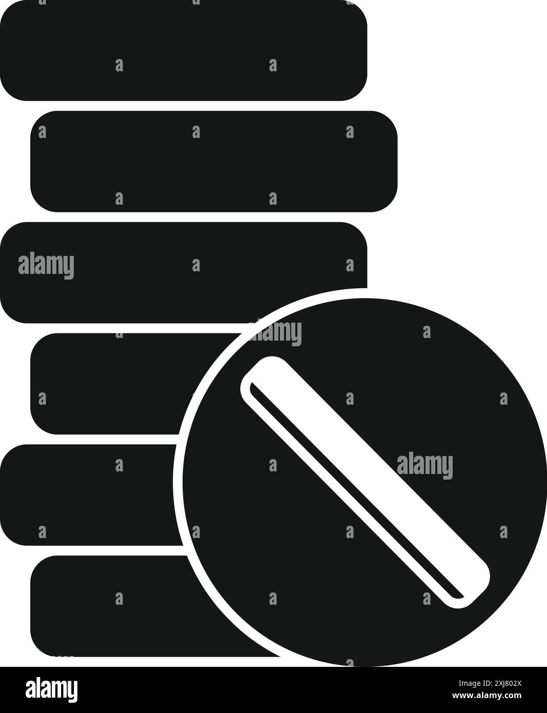 Black and white icon of a stop sign blocking access to a stack of ...