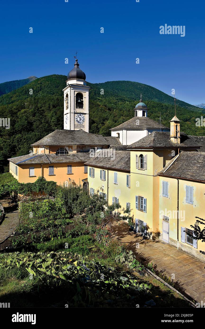 Italy Piedmont Domodossola Sacred Mount the sanctuary from the gardens ...
