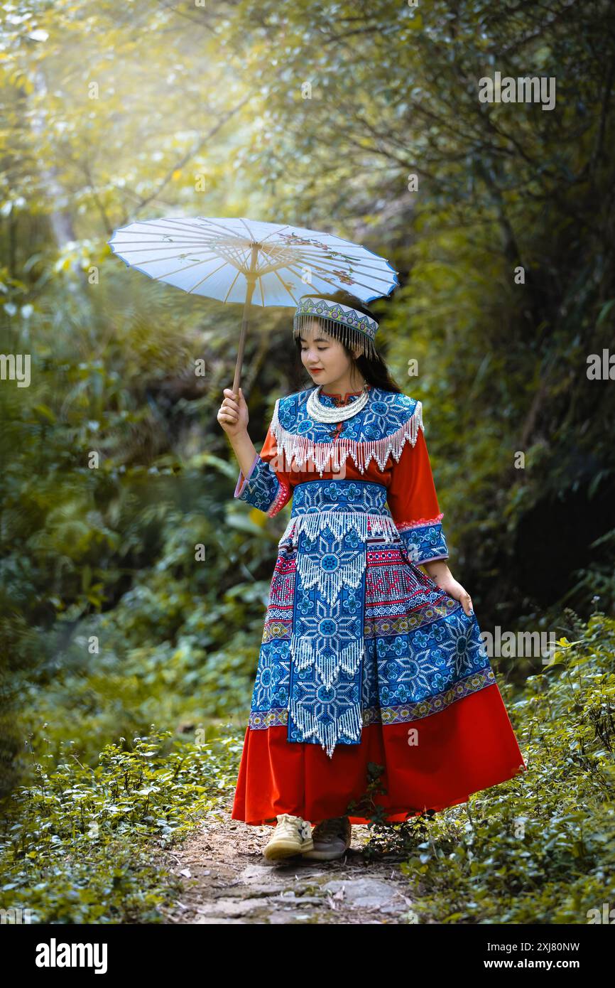 Beautiful young asian woman wearing traditional hmong ethnic costume in ...