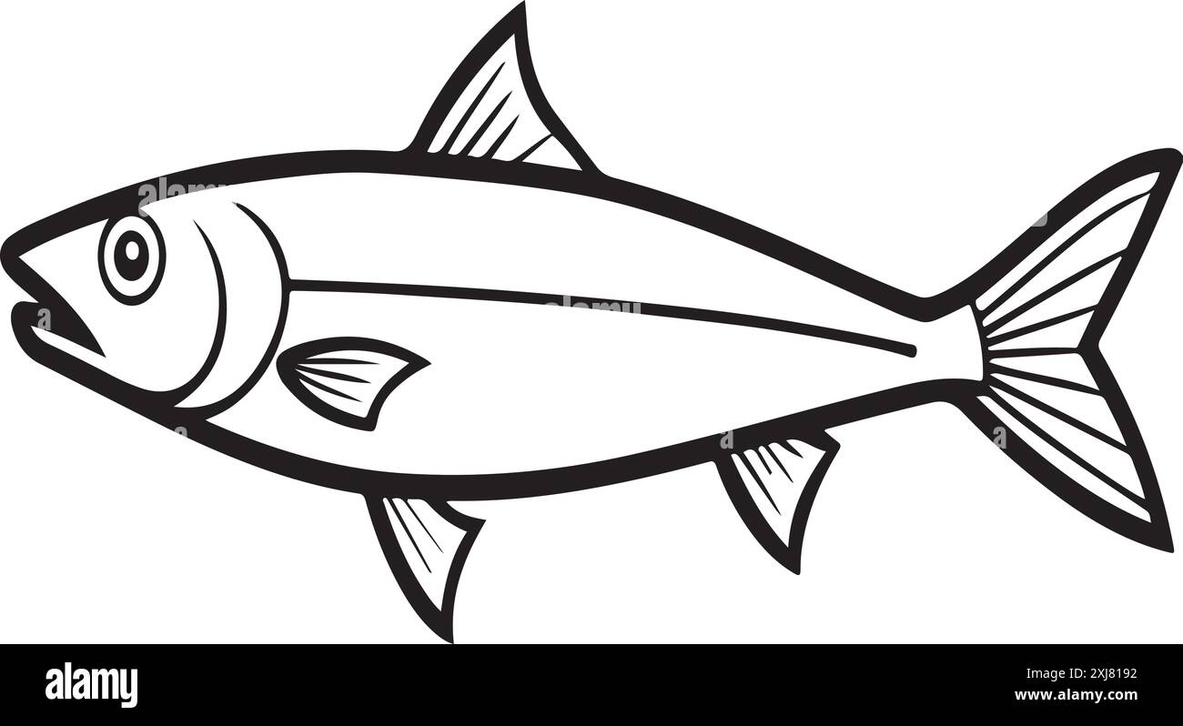 Anchovy fish silhouette isolated on white, animal anchovy natural logo ...