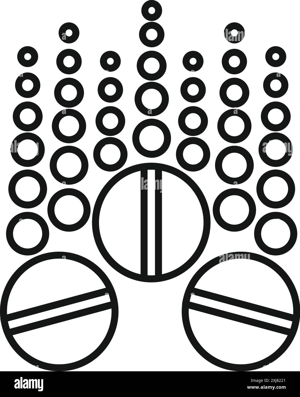 Line art minimalist illustration of pills forming a pyramid shape ...