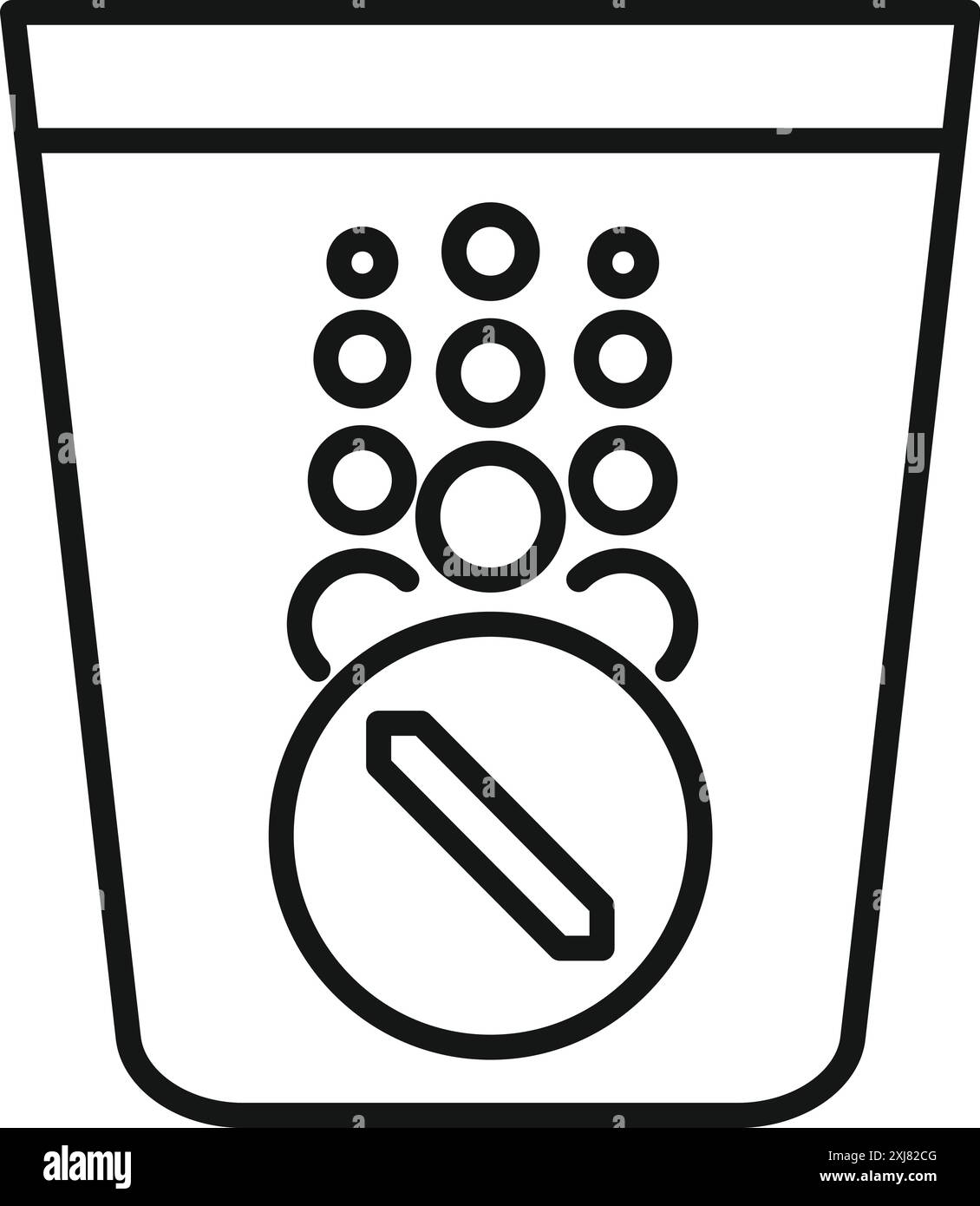 Simple line icon of an effervescent tablet dissolving in a glass of ...