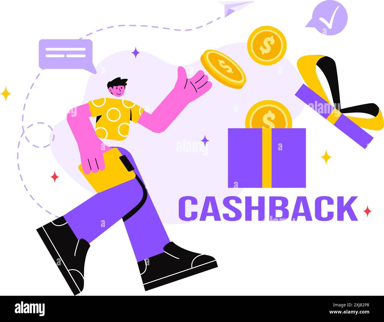 Cashback Vector Illustration with Financial Payment to Money Cashback ...