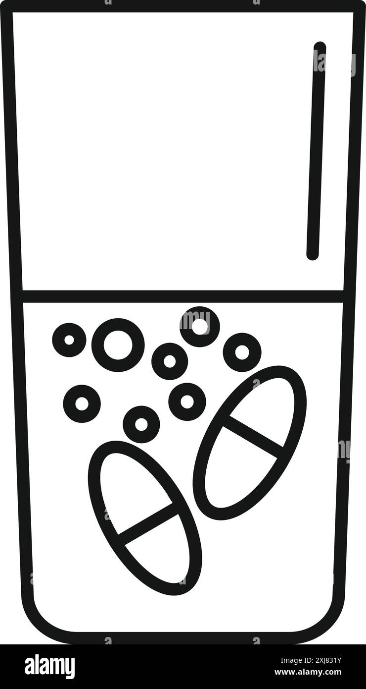 Two effervescent pills dissolving in a glass of water, creating bubbles ...