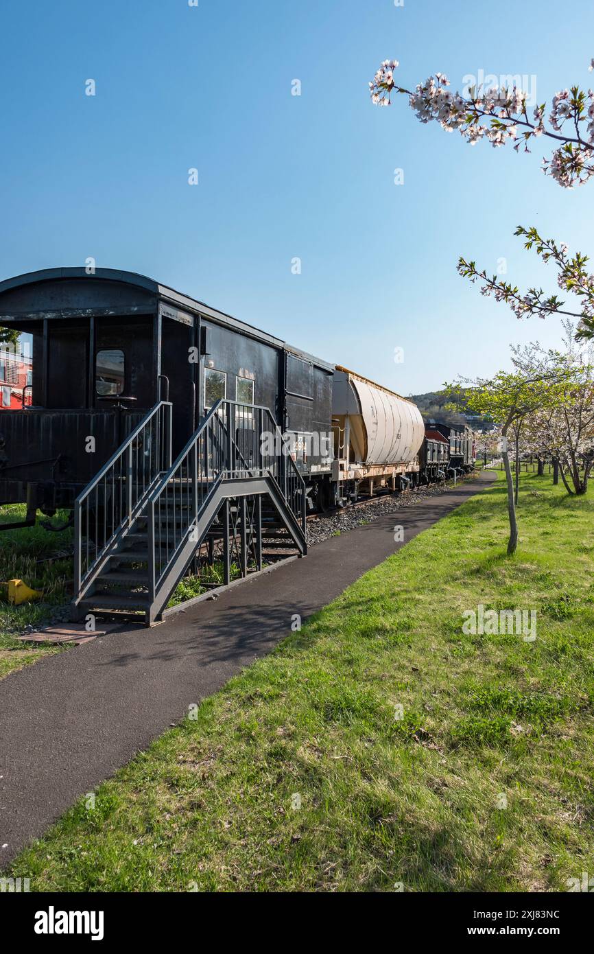 Outdoor locomotive diesel engine DE10 503 with freight carriages ...