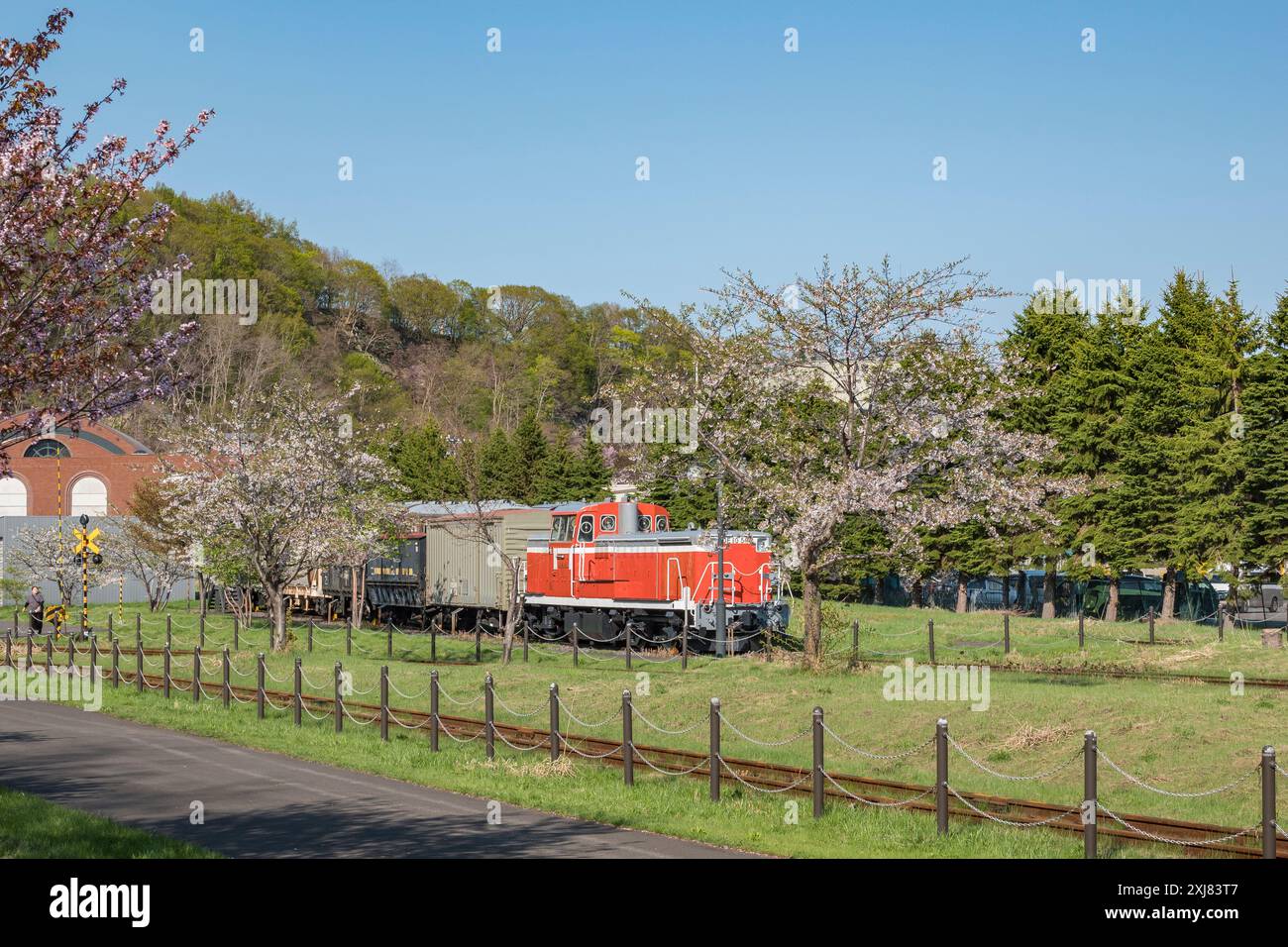 Outdoor locomotive diesel engine DE10 503 with freight carriages ...