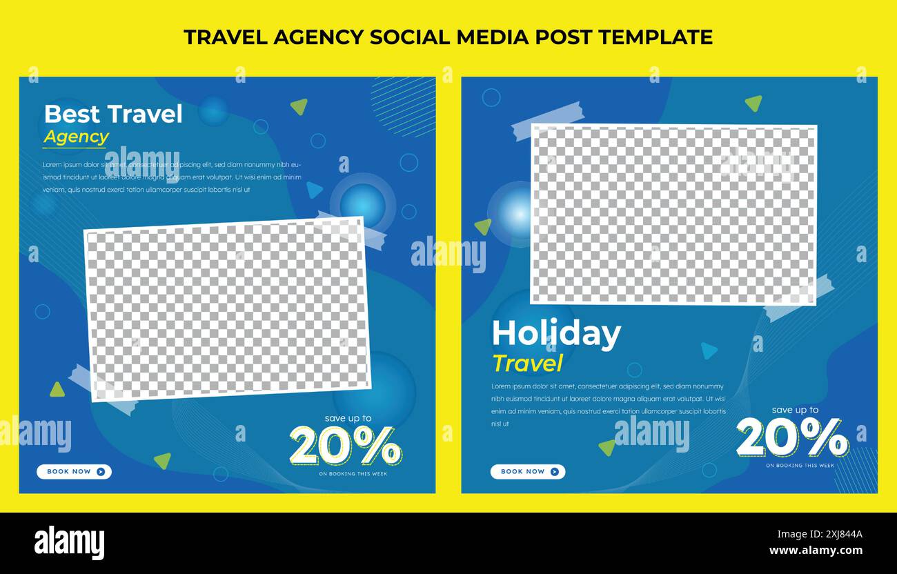 Travel agency social media post template Stock Vector Image & Art - Alamy