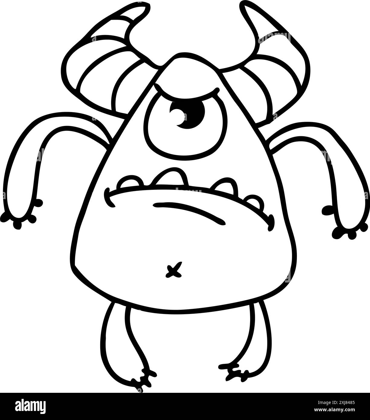 Funny cartoon smiling monster character. Illustration of cute and happy ...