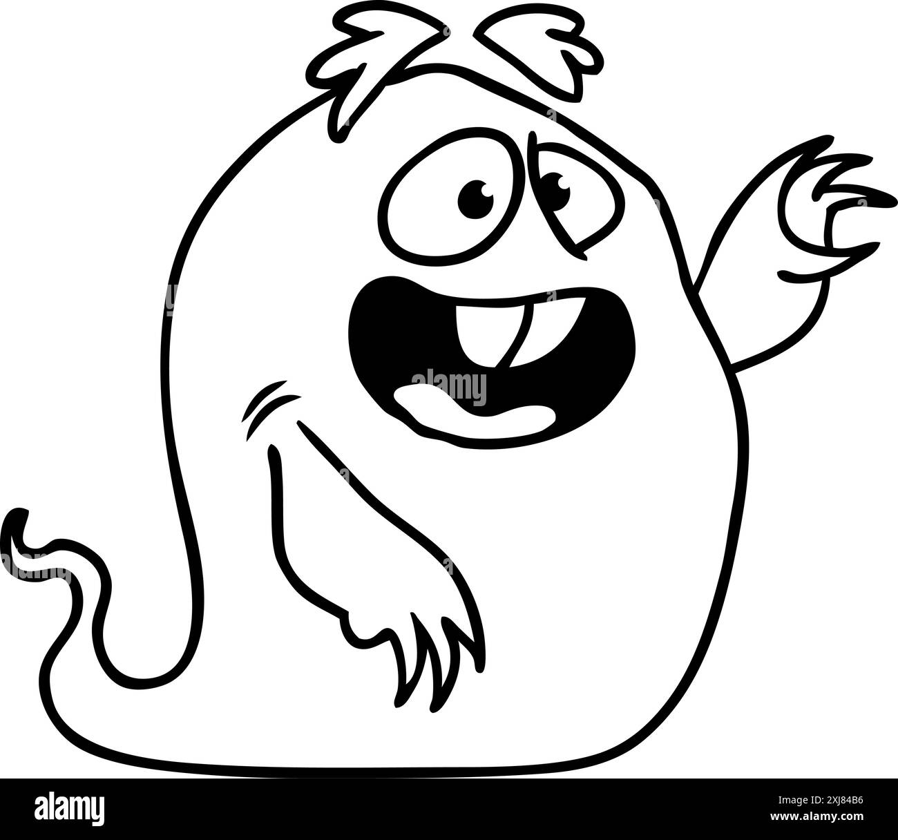 Funny cartoon smiling monster character. Illustration of cute and happy ...