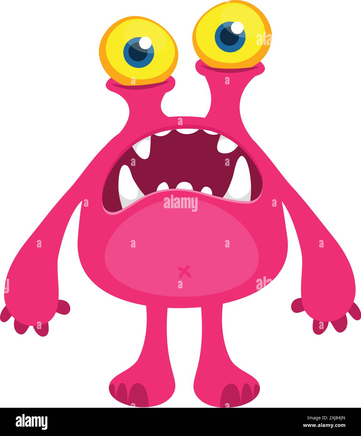 Funny cartoon smiling monster character. Illustration of cute and happy ...