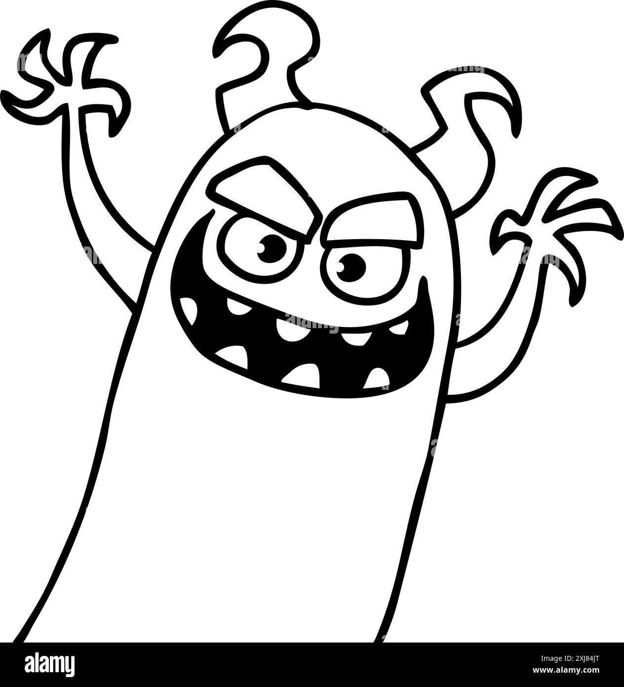 Funny cartoon smiling monster character. Illustration of cute and happy ...
