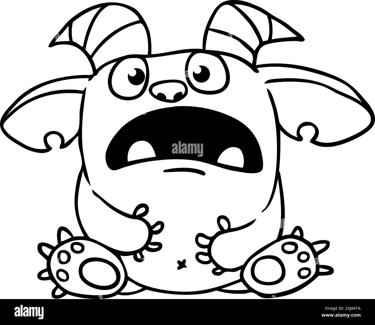 Funny cartoon smiling monster character. Illustration of cute and happy ...