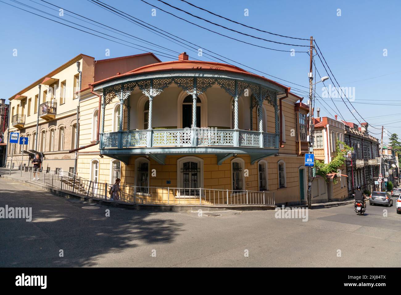 Tbilisi, Georgia - 24 JUNE, 2024: Traditional ornamental oriel windows ...