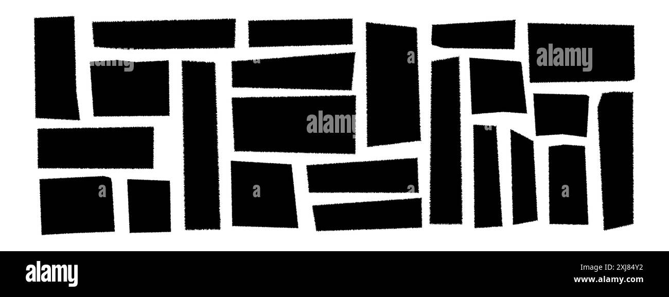 Set of ripped rectangular shapes. Torn paper items for collage, design ...