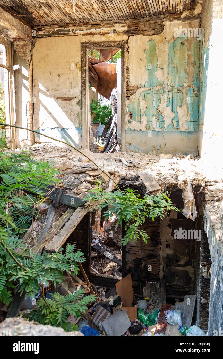 Tbilisi, Georgia - 24 JUNE, 2024: Abandoned and partly collapsed ...