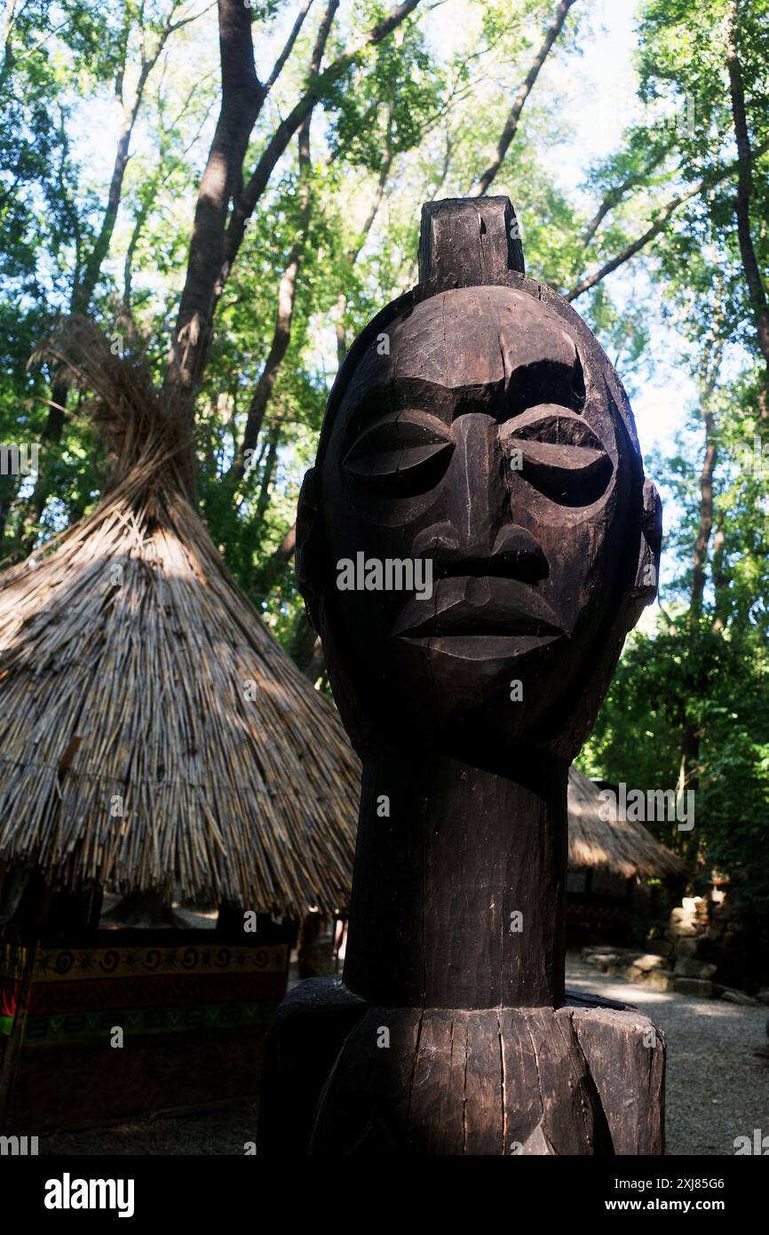 African figures made of wood, idols, totems. African Village, Cypress ...