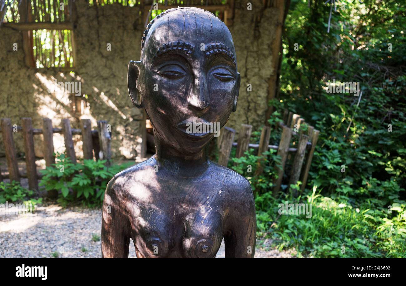 African figures made of wood, idols, totems. African Village, Cypress ...