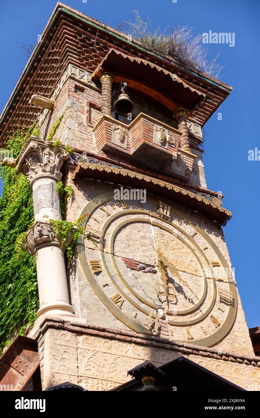 Tbilisi, Georgia - 24 JUNE, 2024: The Clock Tower of the Rezo Gabriadze ...
