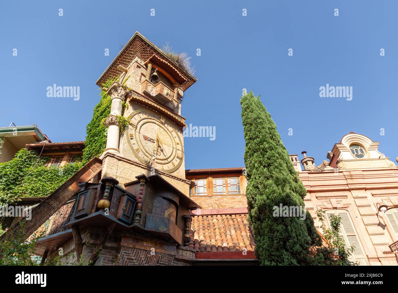 Tbilisi, Georgia - 24 JUNE, 2024: The Clock Tower of the Rezo Gabriadze ...
