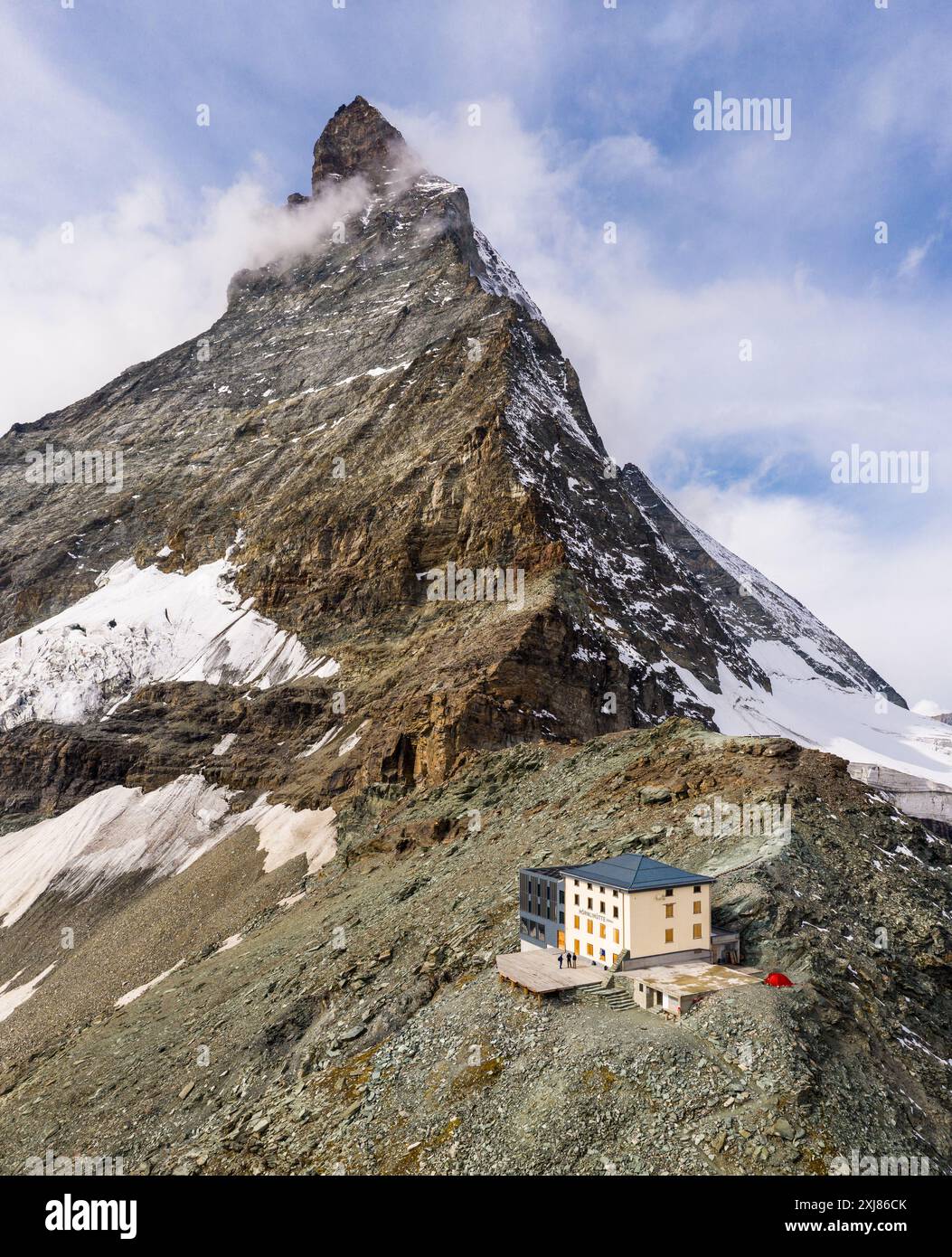 Zermatt, Switzerland: Dramatic aerial view of the famous Matterhorn, or ...