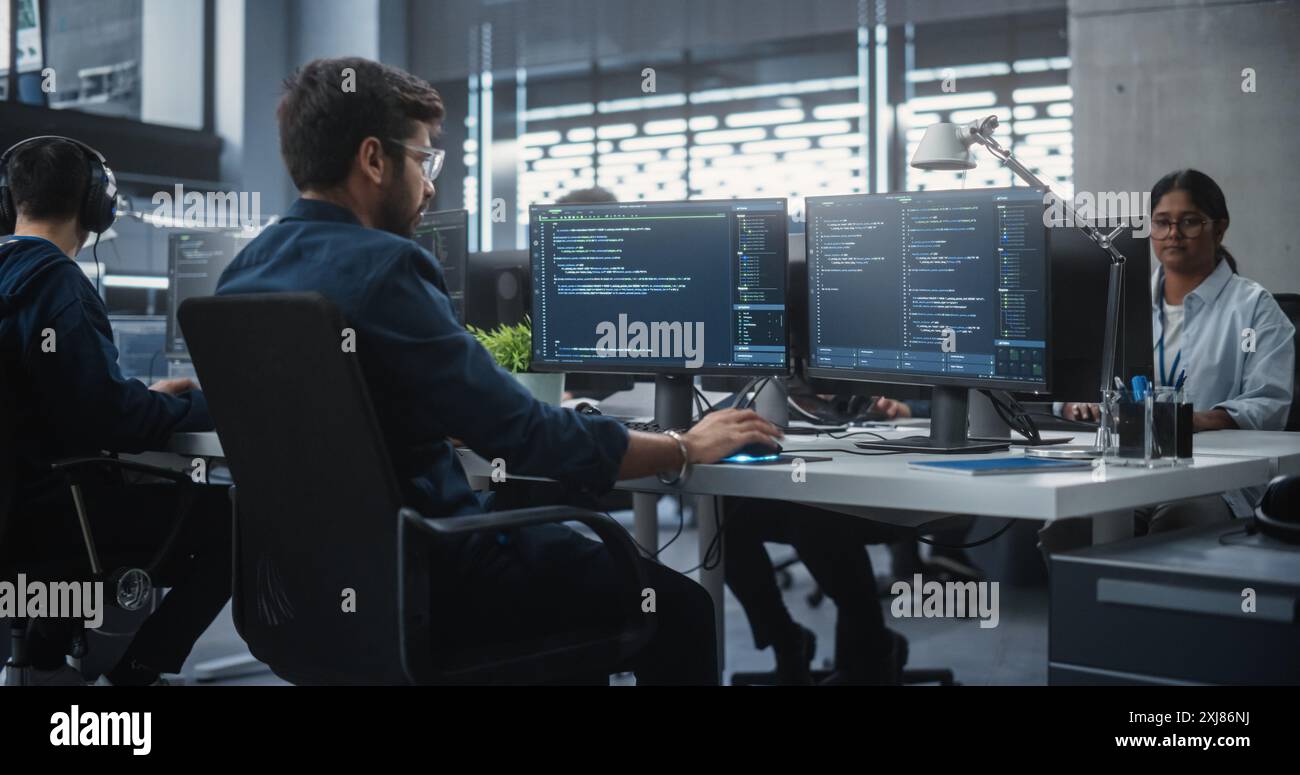 Team of Talented Young Indian Professionals Working in a Technological ...