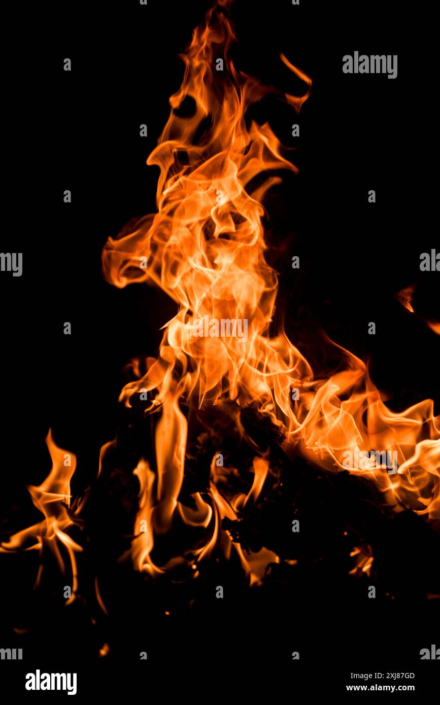 Fire over black background. Fire sparks background. Abstract blaze ...