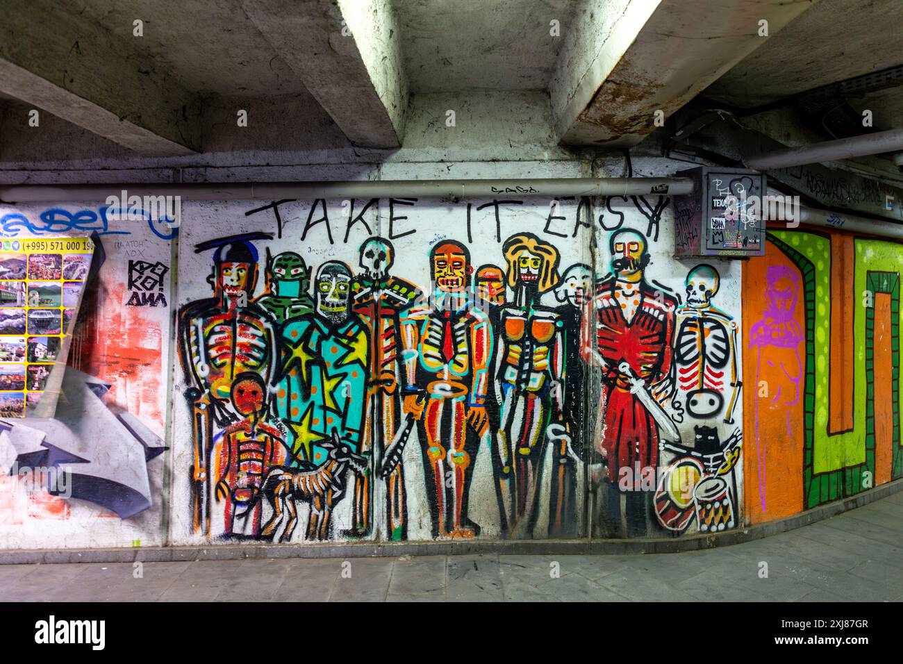 Tbilisi, Georgia - 24 JUNE, 2024: Street art on the walls of a ...