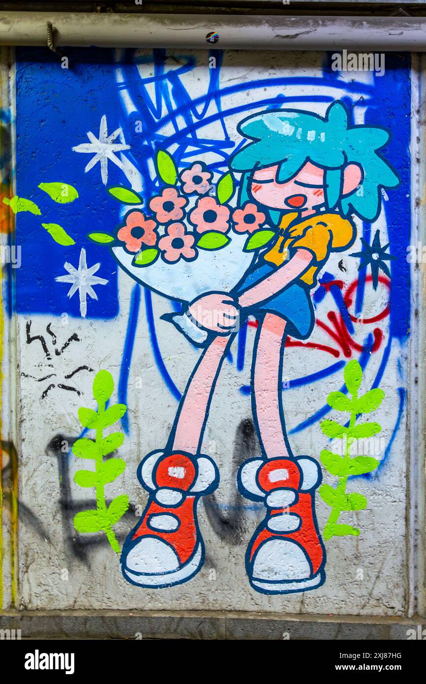 Tbilisi, Georgia - 24 JUNE, 2024: Street art on the walls of a ...