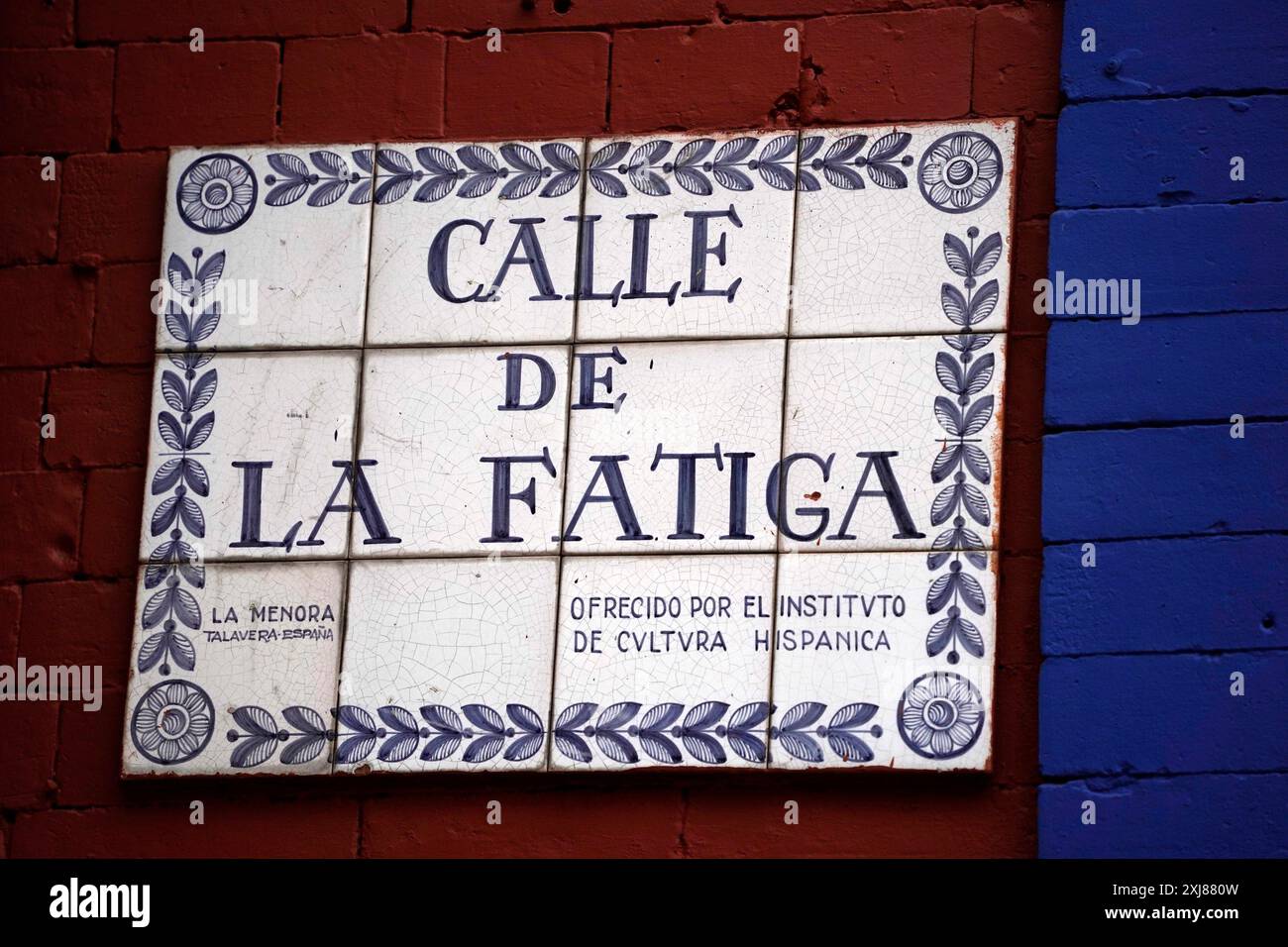 bogota Colombia street sign calle de la fatiga (Fatigue street Stock ...