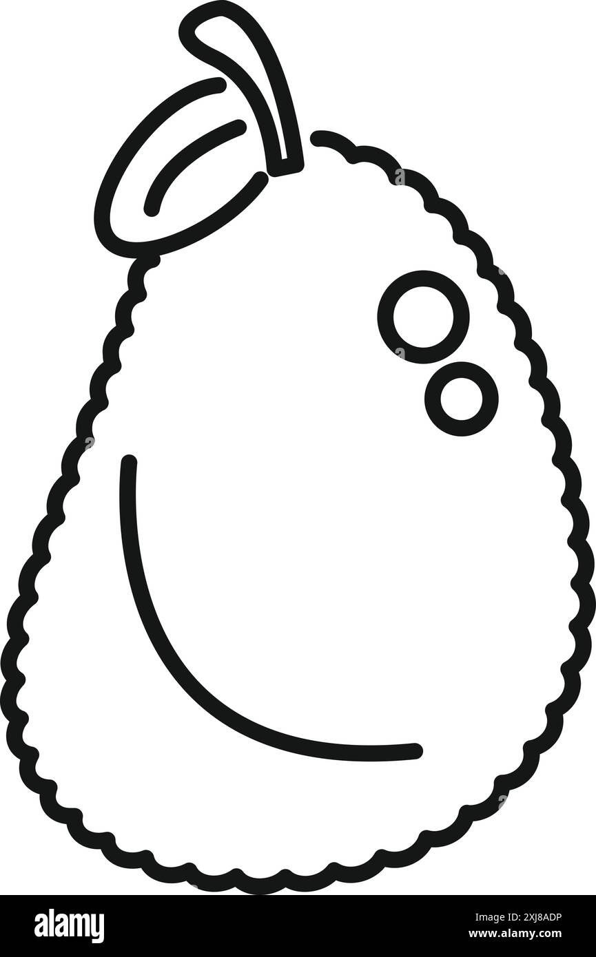 Simple black and white line art representing a jackfruit, an exotic ...