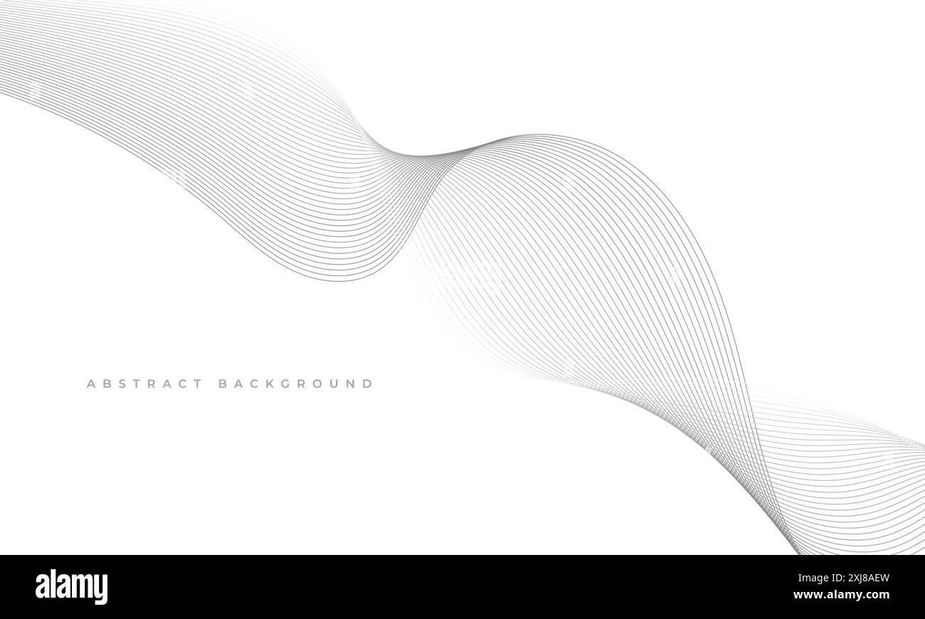 Grey wavy lines on white abstract background. White and gray vector ...