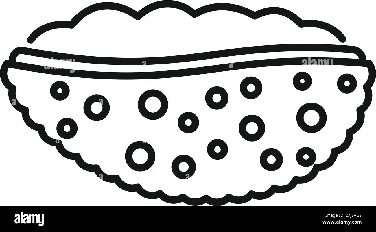 Simple line drawing of a pitaya cut in half revealing its pulp and ...