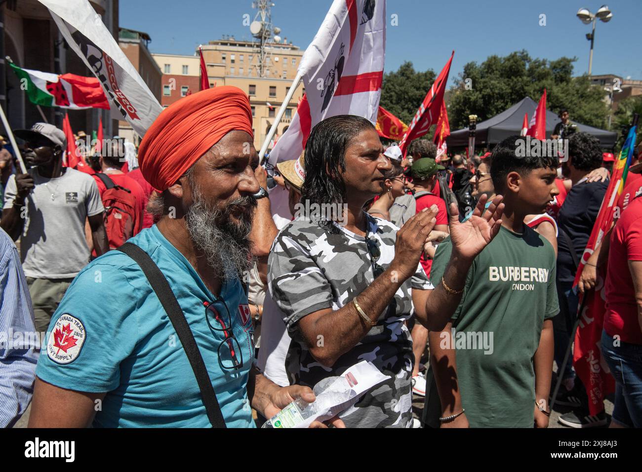 Participants in the demonstration against the exploitation of foreign ...
