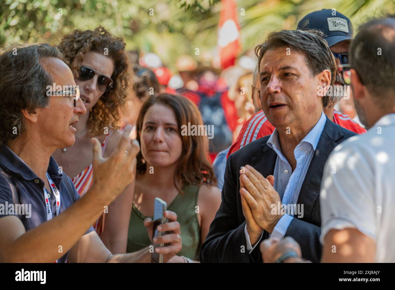 Giuseppe Conte, leader of the Five Star Movement, at the demonstration ...