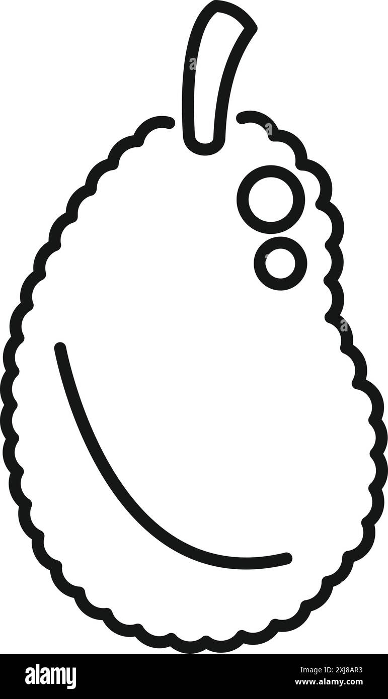 Simple black and white line drawing of a jackfruit, illustrating its ...