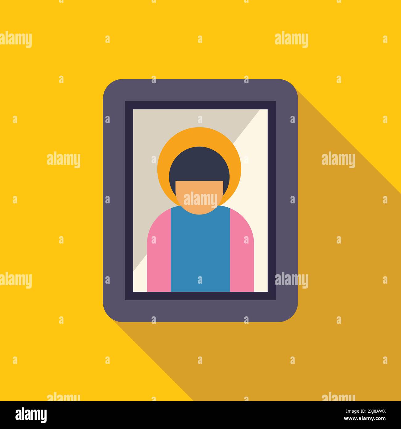 Minimalist religious icon depicting jesus christ wearing pink and blue ...