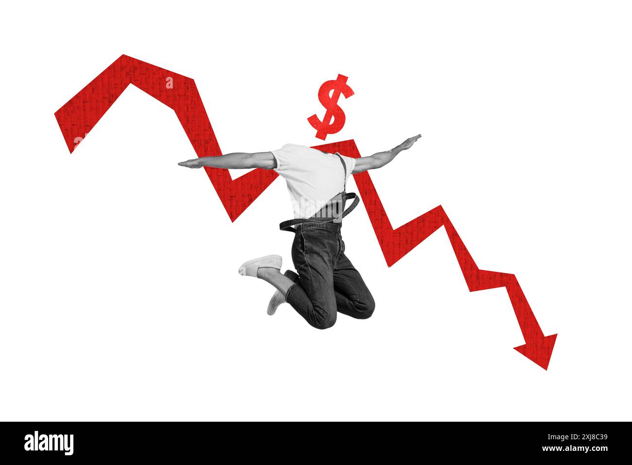 Creative collage headless man dollar sign currency inflation loss money ...