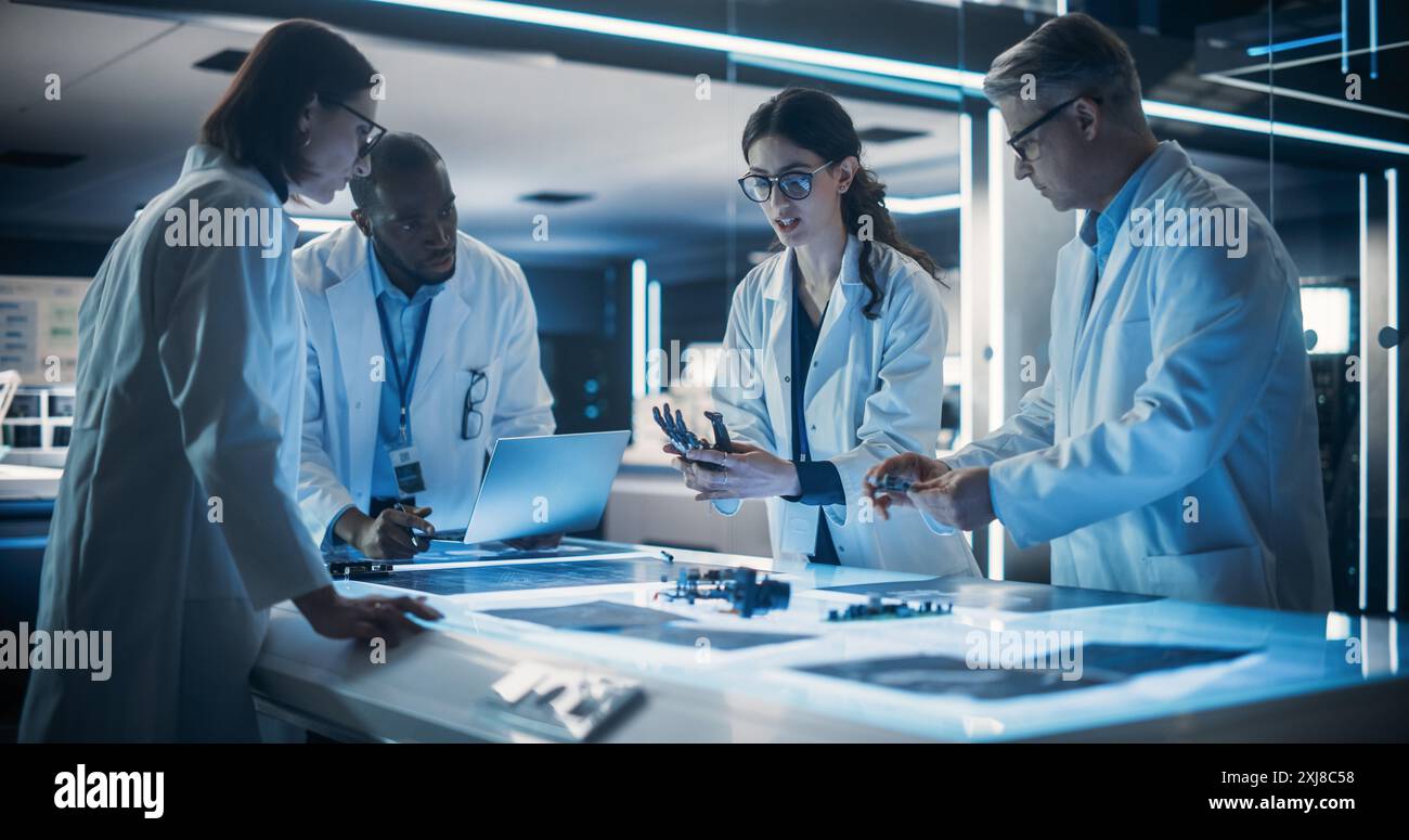 Team of Tech Scientists Having a Group Meeting in a Research and ...