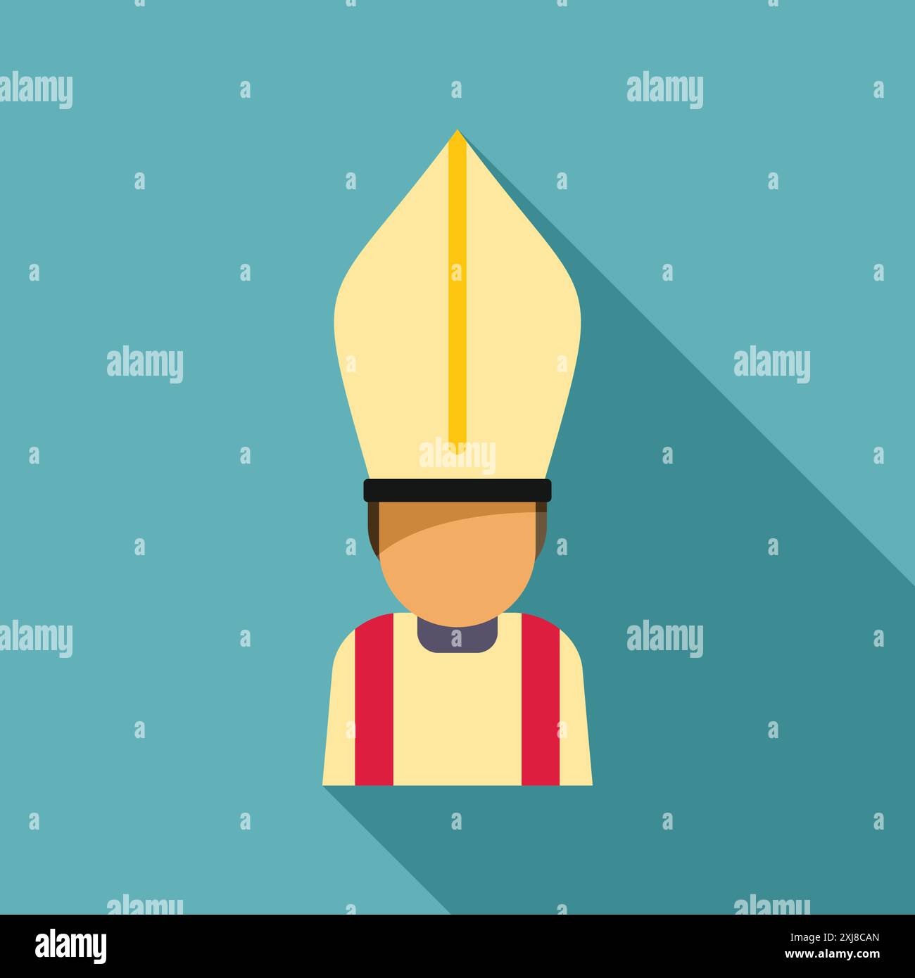 Flat design icon of a catholic bishop wearing a miter hat and traditional vestments Stock Vector ...