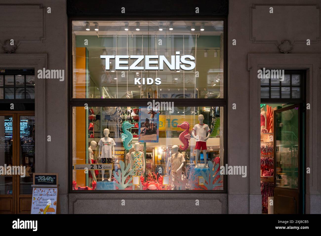 Turin, Italy - 05, July, 2024. TEZENIS. Front view of a shop window ...
