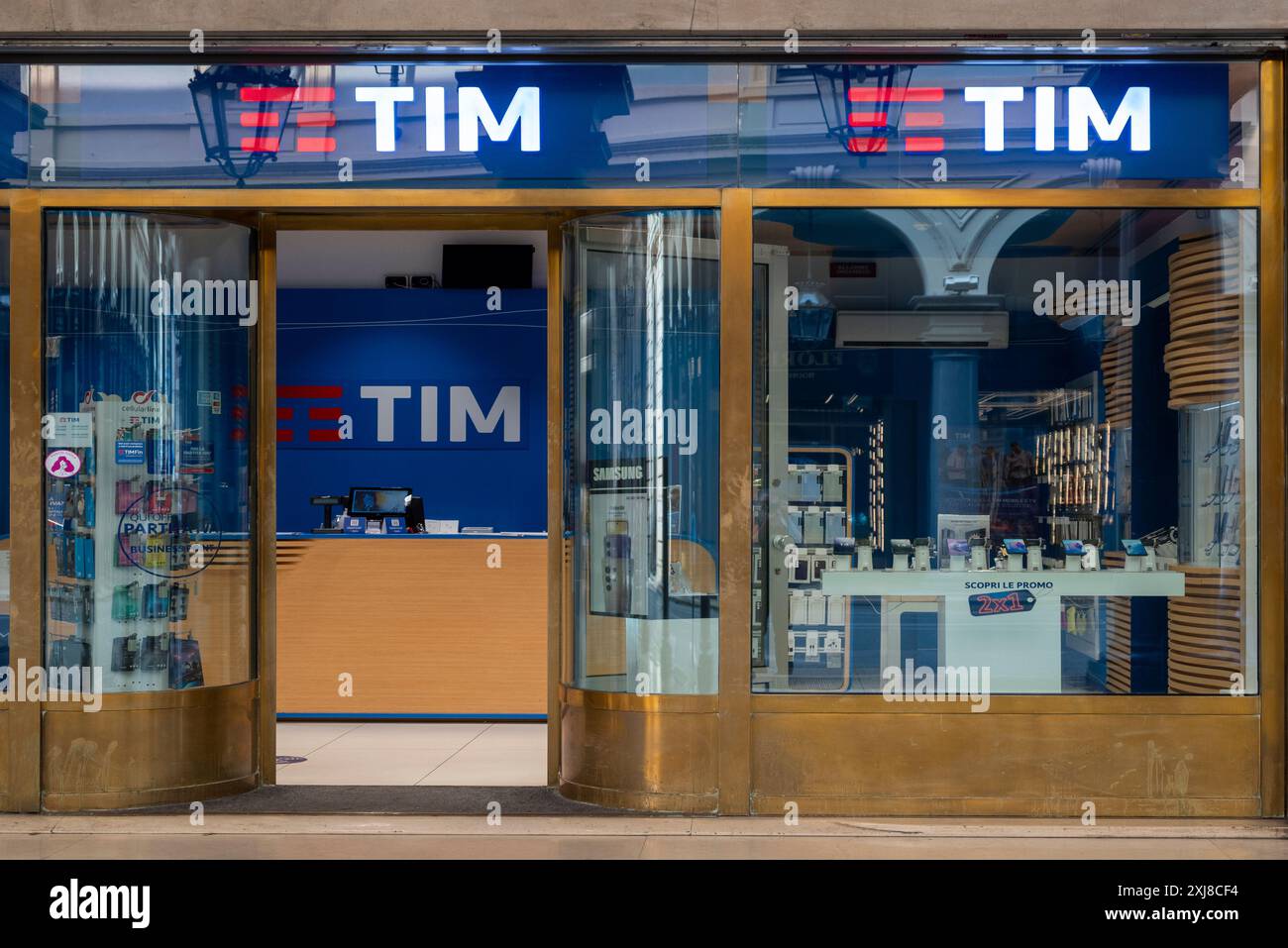 Turin, Italy - 05, July, 2024. TIM. Front view of a shop window Stock ...