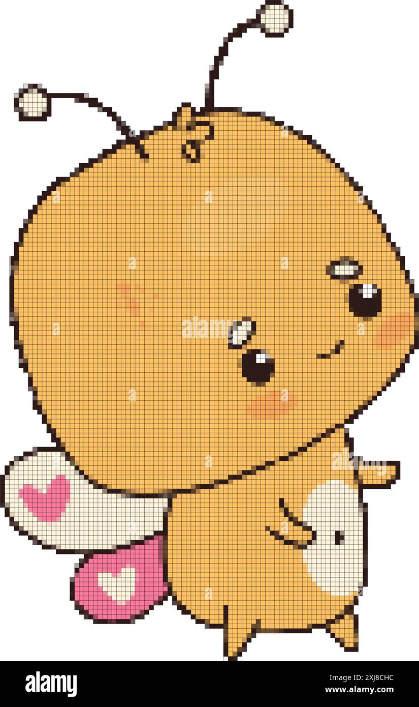 Funny butterfly pixel-art. Cute pixelation insect character. Vector ...