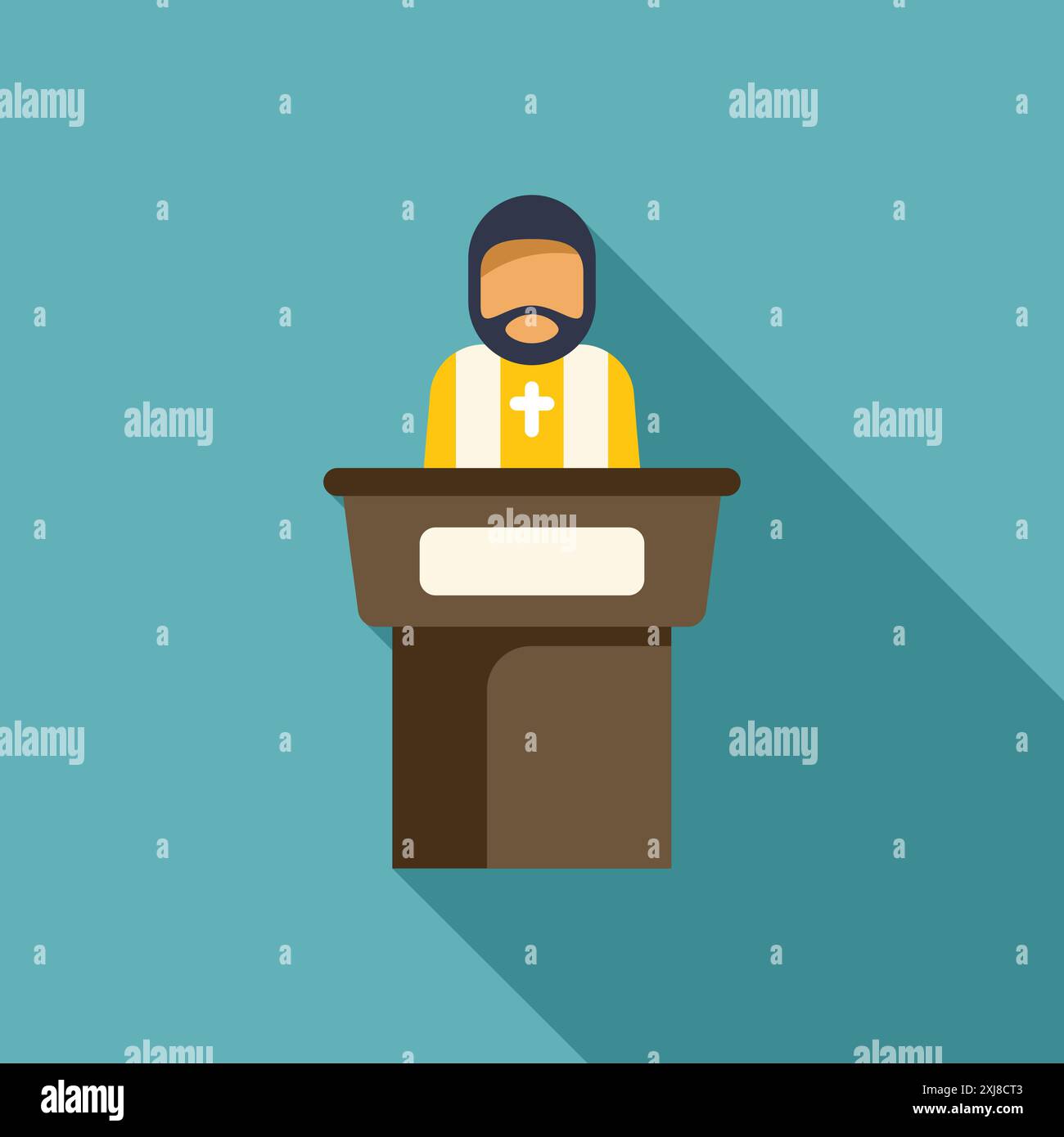 Priest standing at church lectern delivering a sermon Stock Vector ...