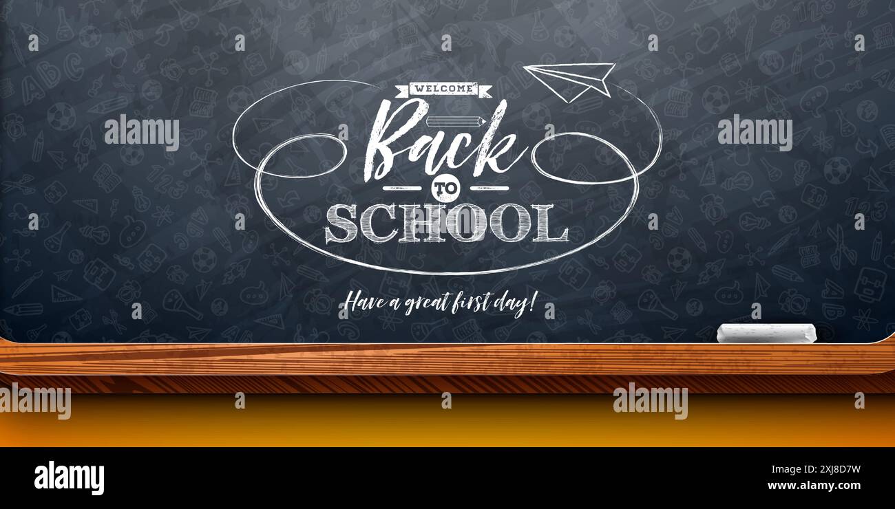 Back to School Design with Hand Drawn Paper Airplane and Typography ...