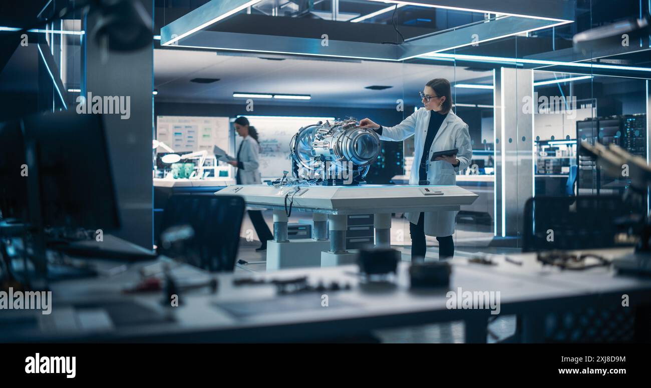 Propulsion Engine Researcher Working on a Project with Futuristic ...