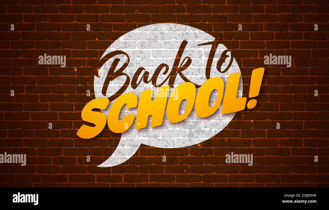 Back to School Design with Typography Lettering on Brick Wall ...