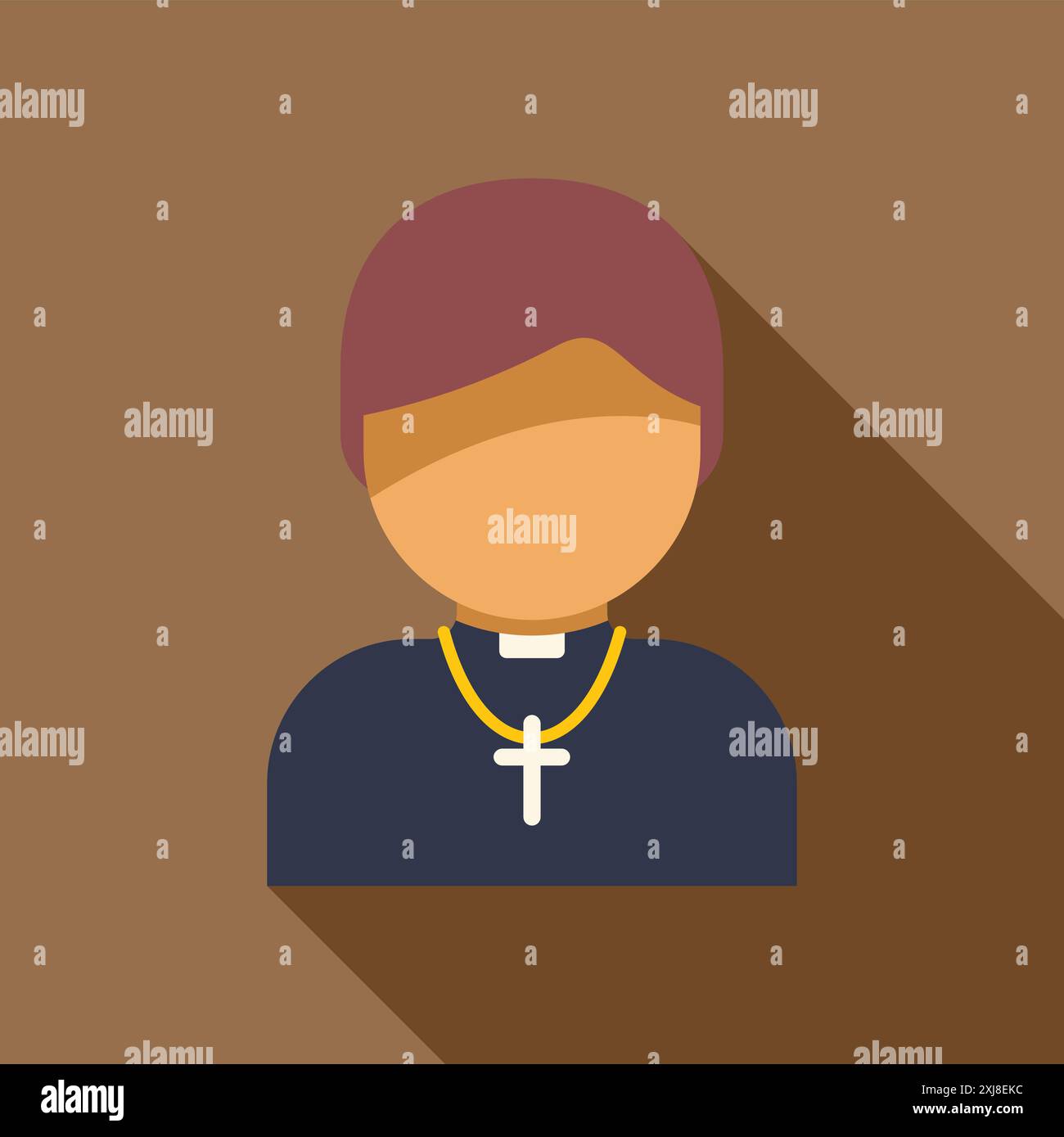 Male priest character wearing cassock with clerical collar and cross ...