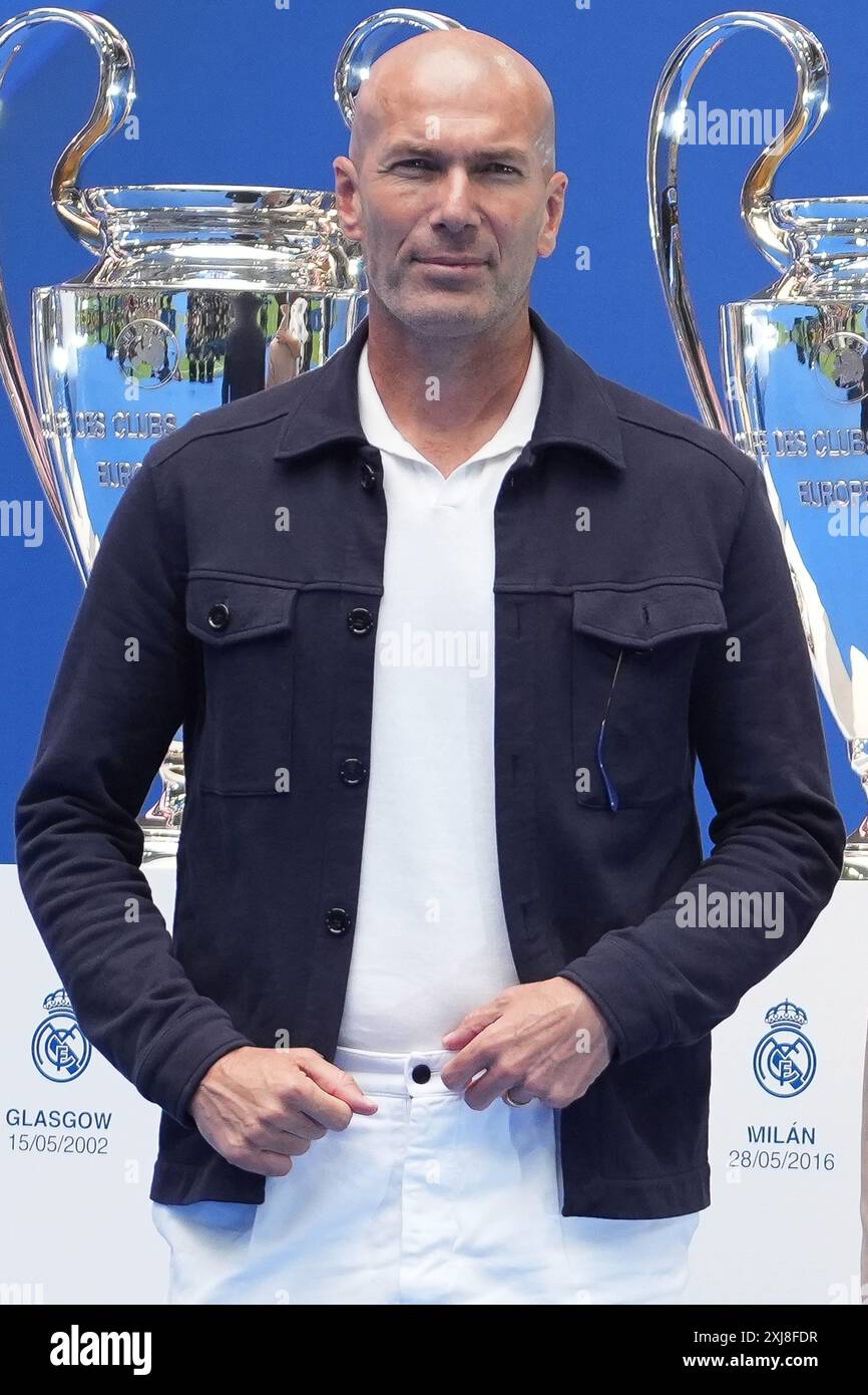 Zinedine Zidane during the presentation of Kylian Mbappe as a new ...