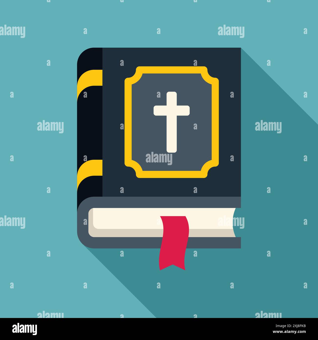 Closed holy bible with golden cross on cover and red bookmark ...