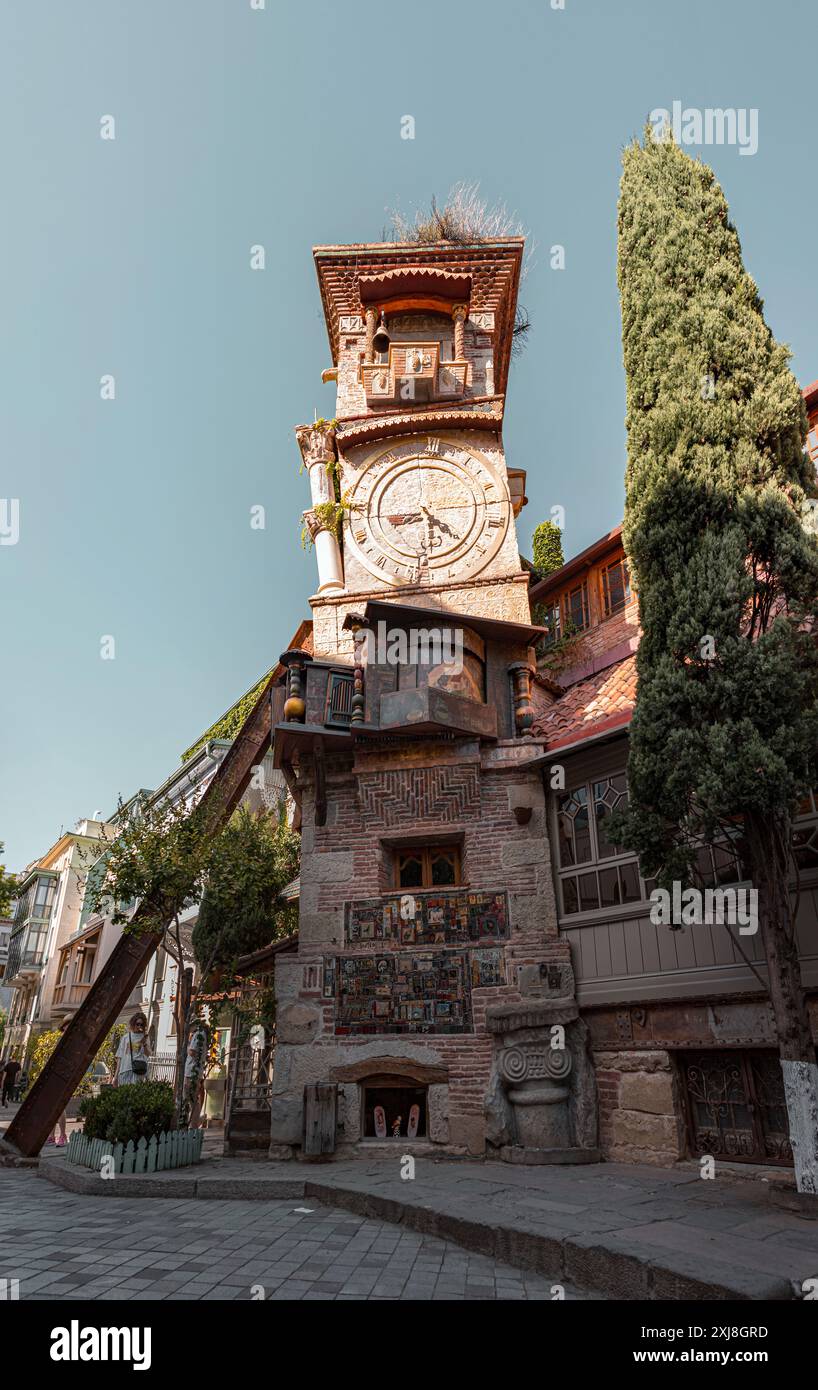 Tbilisi, Georgia - 24 JUNE, 2024: The Clock Tower of the Rezo Gabriadze ...
